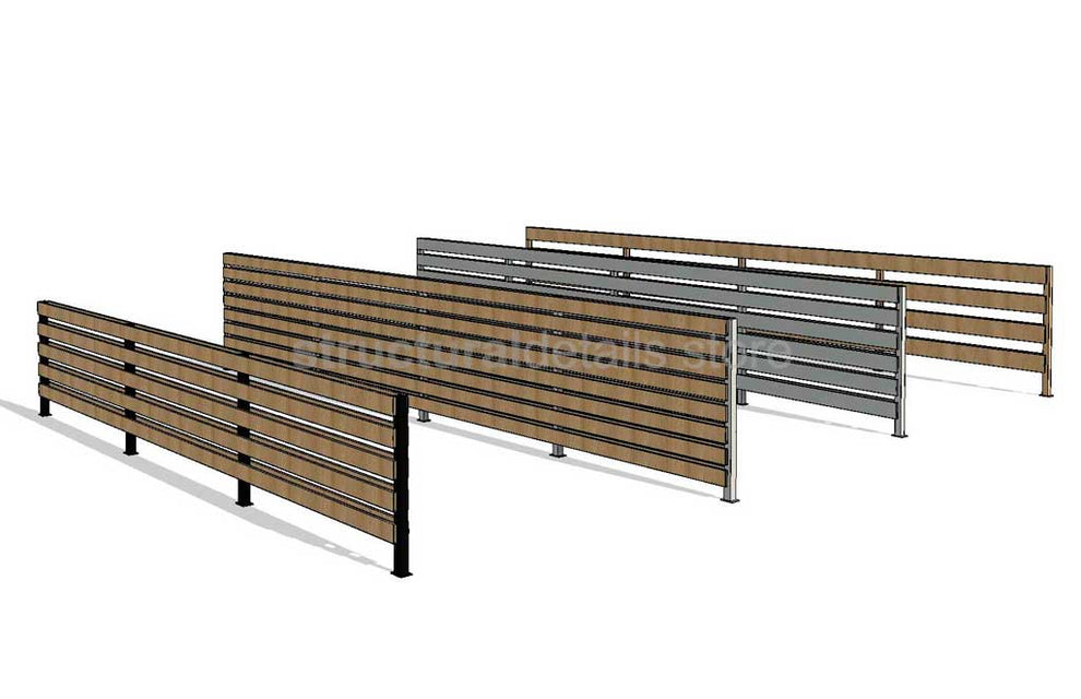 Line Based Double Sided Slats Fence Revit Family - structuraldetails