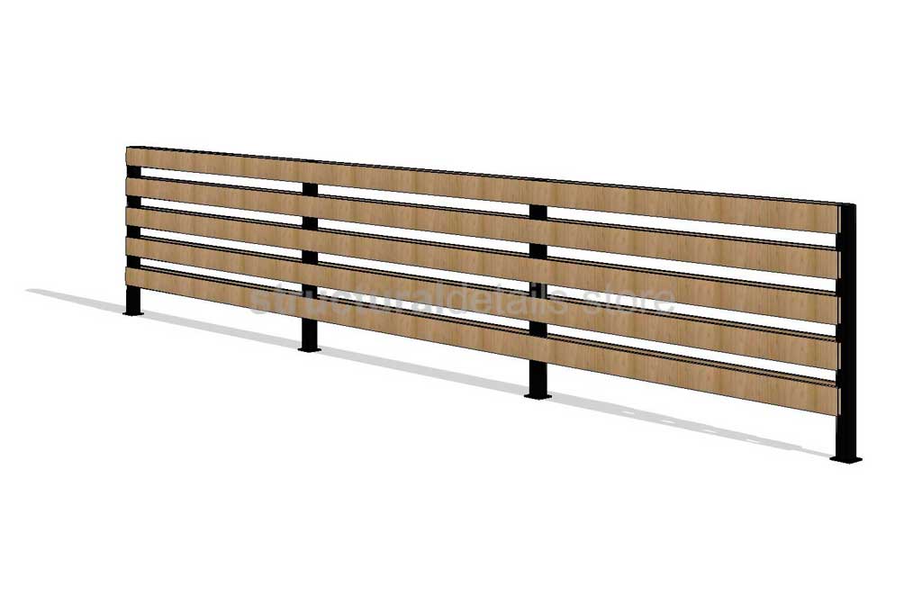 Line Based Double Sided Slats Fence Revit Family - structuraldetails
