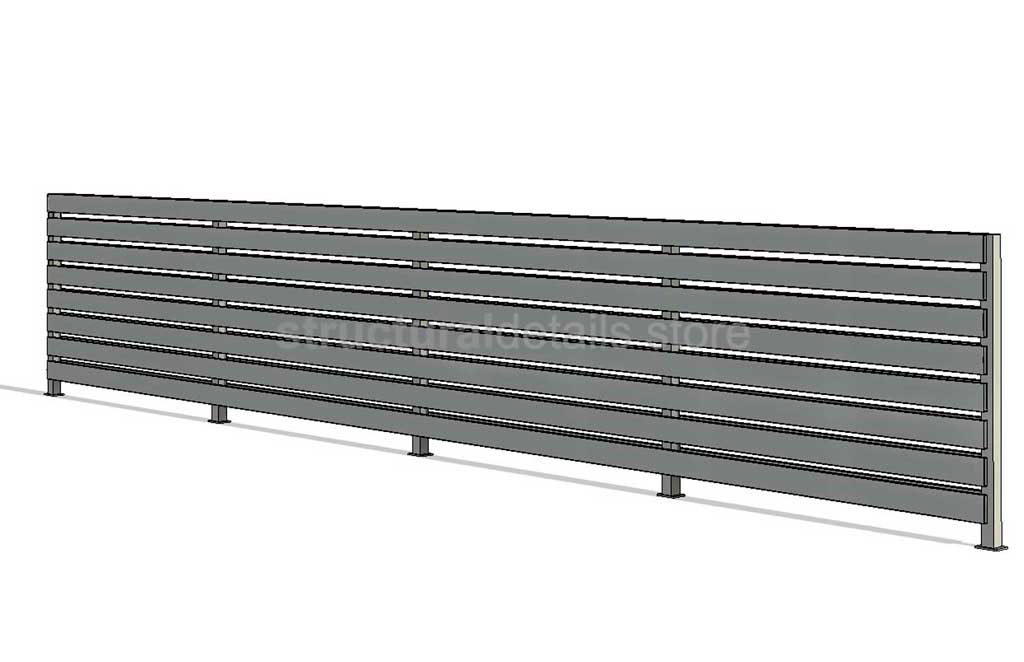 Line Based Double Sided Slats Fence Revit Family - structuraldetails