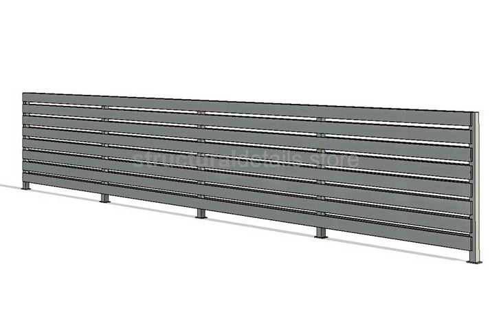 Line Based Double Sided Slats Fence Revit Family - structuraldetails