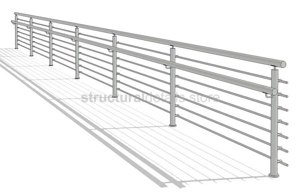 Line Based Horizontal Bars Railing Revit Family - structuraldetails