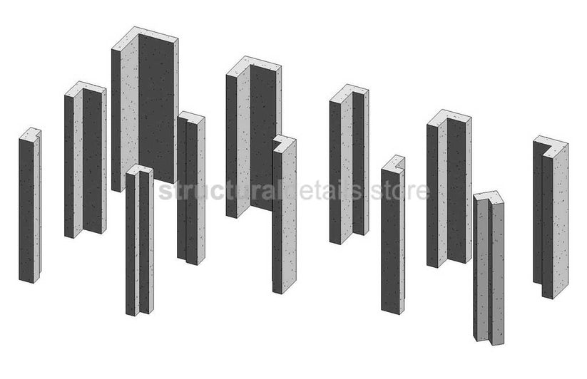 L Shaped Column Parametric Revit Family - structuraldetails