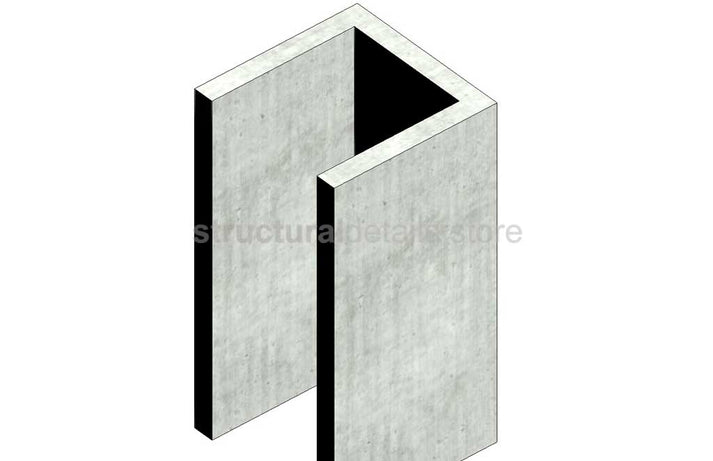 C Shaped Shear Wall Column Parametric Revit Family - structuraldetails