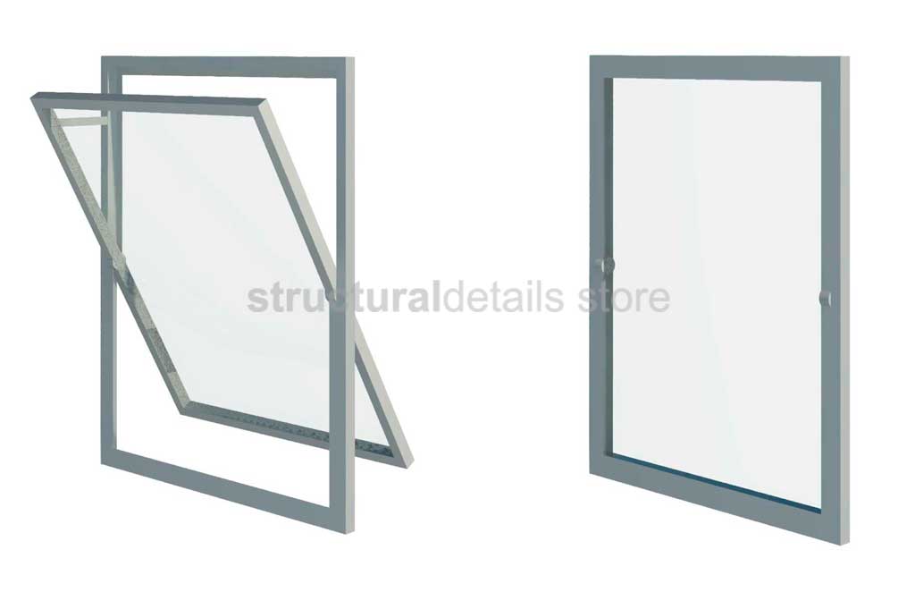 Pivot Window Horizontal Axis Parametric Revit Family - structuraldetails