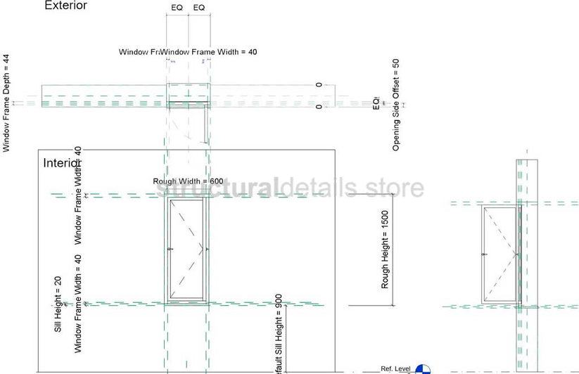 Single Opening Window Parametric Revit Family - structuraldetails