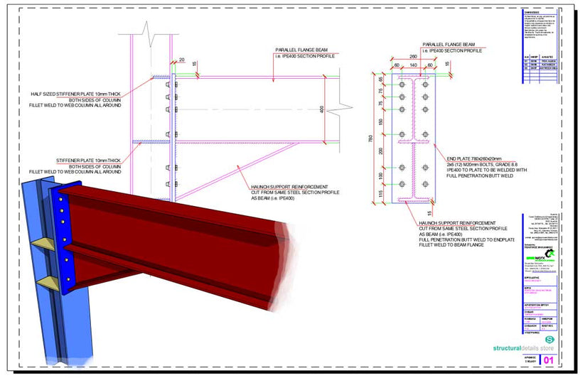 Beam to Wide Flange Column Haunched Connection CAD Detail ...