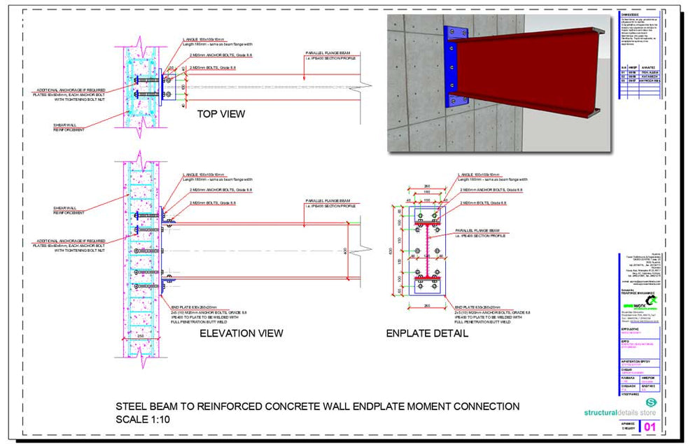 Steel Beam Reinforced Concrete Wall Endplate Moment Connection ...