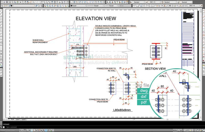 Steel Beams CAD Detailed Drawings - structuraldetails