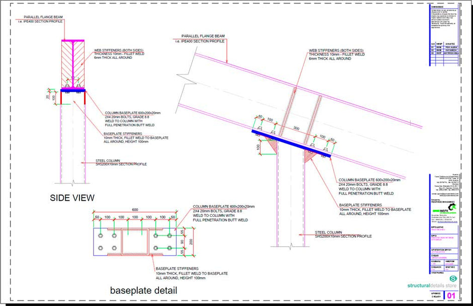 Steel Beams CAD Detailed Drawings - structuraldetails