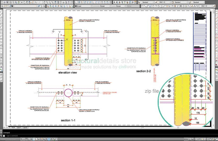 Steel Columns CAD drawing details - structuraldetails – Page 2