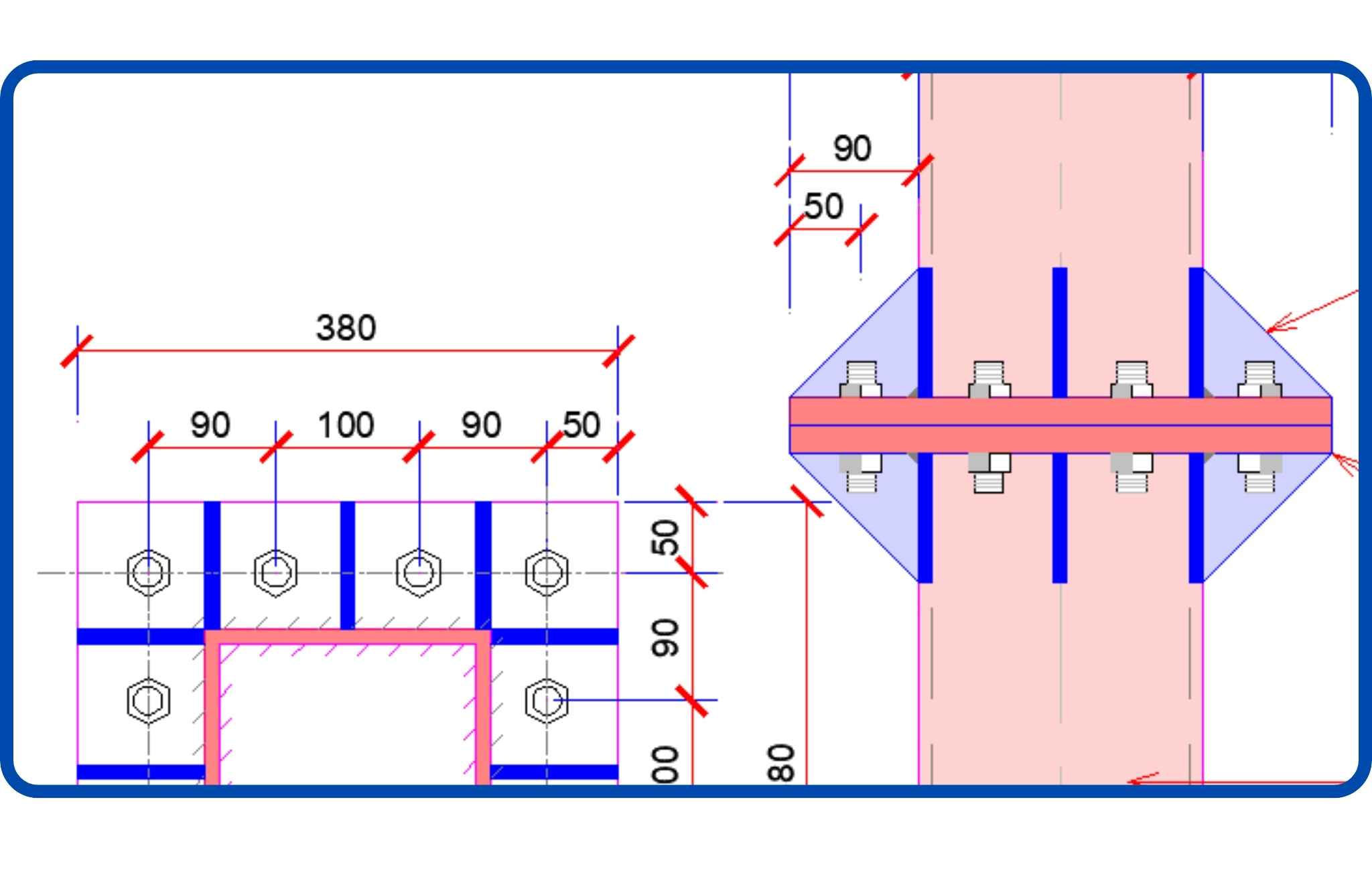 SHS Steel Column Splice Connection CAD Detail Drawing - structuraldetails