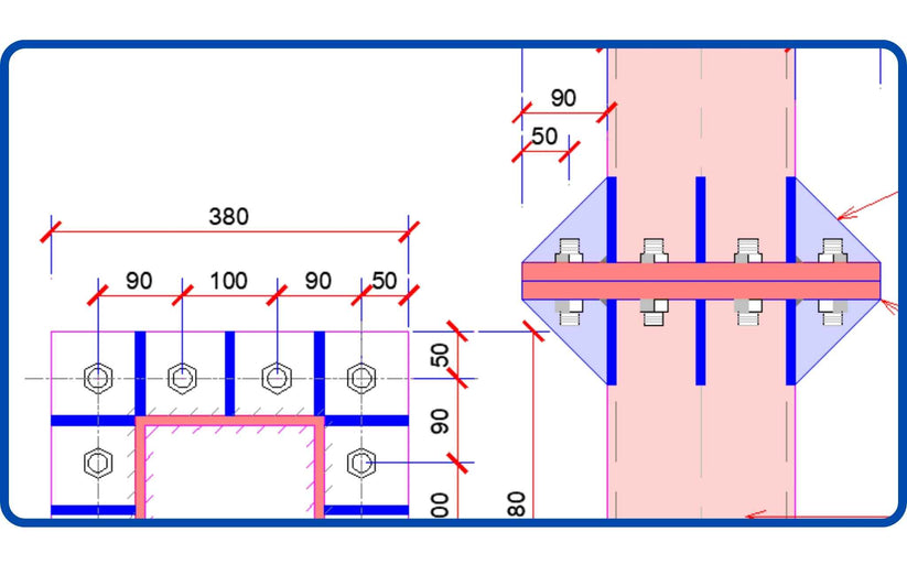 SHS Steel Column Splice Connection CAD Detail Drawing - structuraldetails