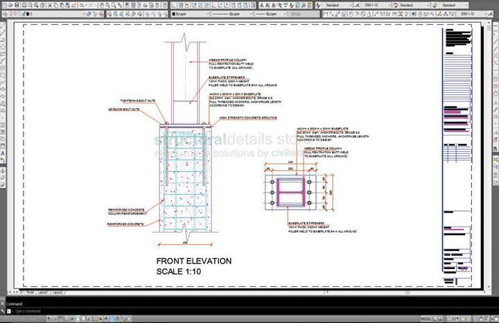 Steel Columns CAD drawing details - structuraldetails