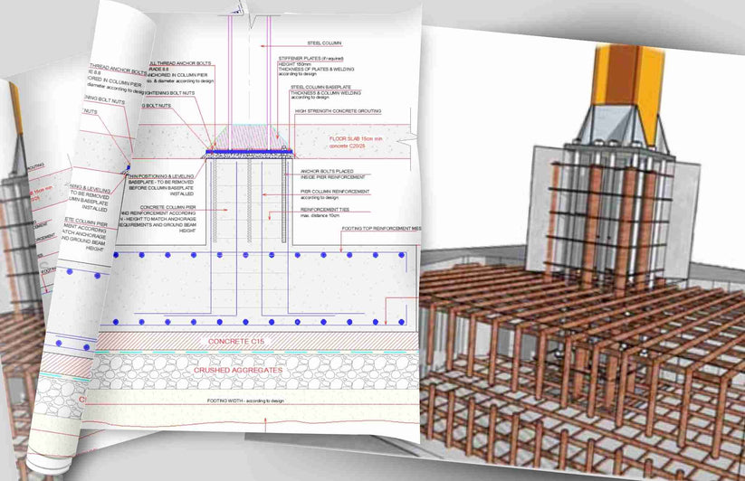 Steel Column Footing Foundation CAD Detail - structuraldetails