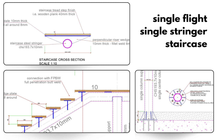 Steel Frame structural CAD detailed drawings - structuraldetails