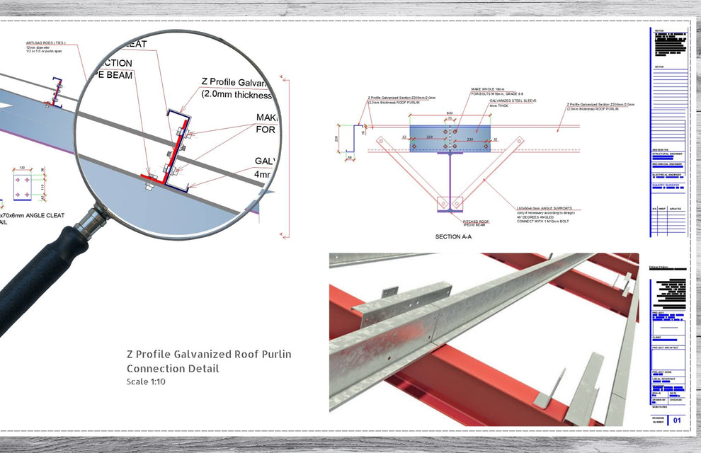 Z Profile Galvanized Section Roof Purlin Connection CAD Detail ...