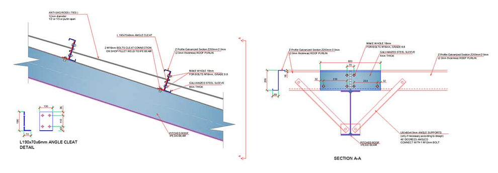 Z Profile Galvanized Section Roof Purlin Connection CAD Detail ...
