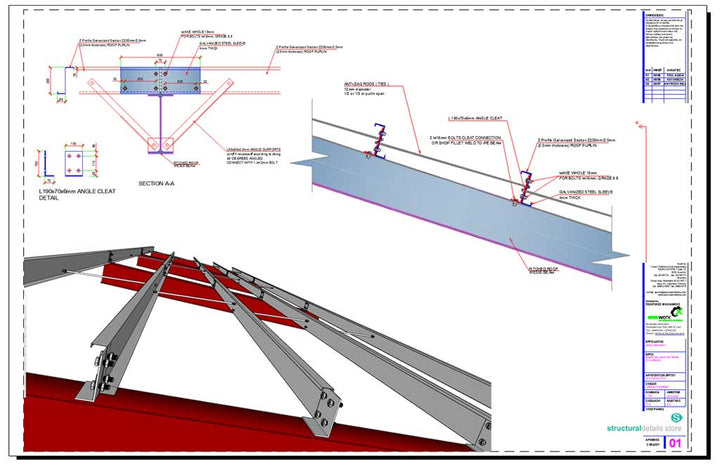 Steel Roof CAD Detailed Drawings - structuraldetails