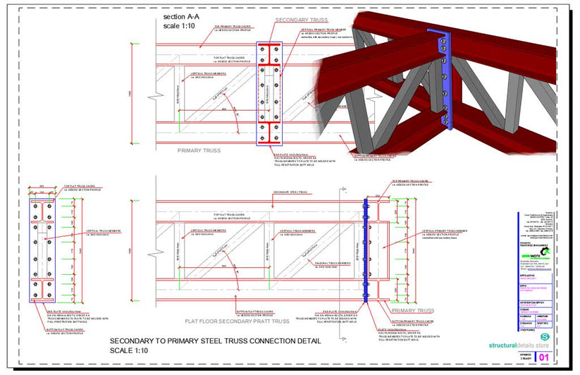 Steel Trusses Complete Set of CAD Detailed Drawings - structuraldetails