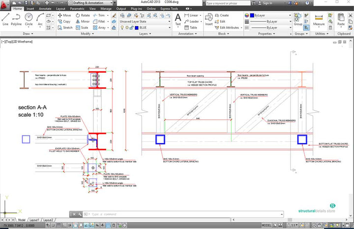 Steel Trusses CAD Detailed Drawings - structuraldetails