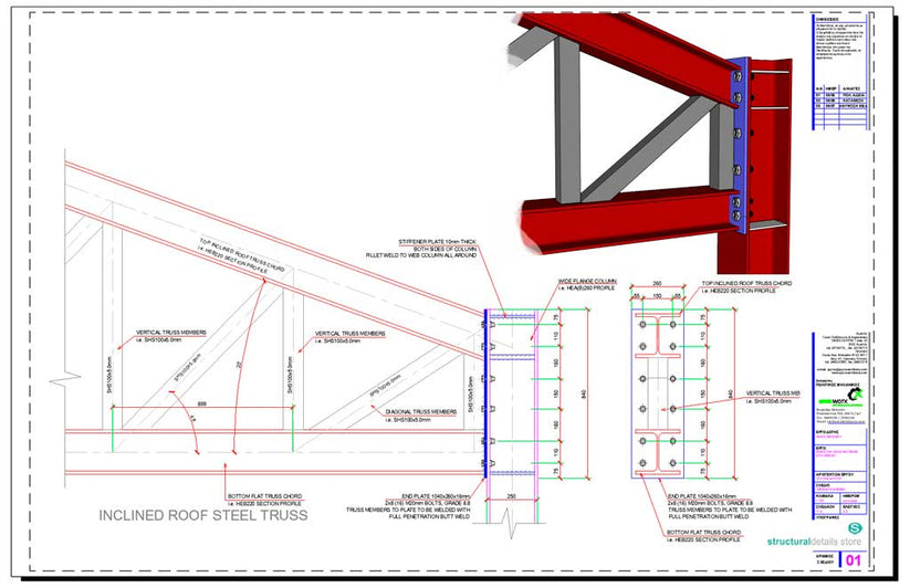 Steel Trusses Complete Set of CAD Detailed Drawings - structuraldetails