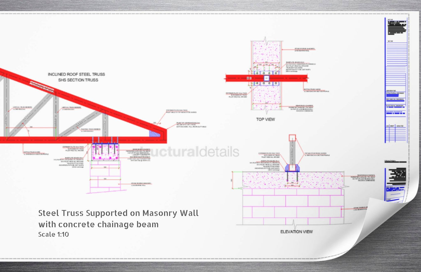 Roof Steel Truss Supported on Masonry Wall with Concrete Chainage Beam ...