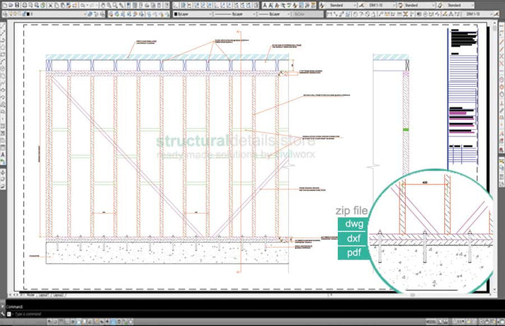 Timber Load Bearing Wall Frame CAD Detail - structuraldetails