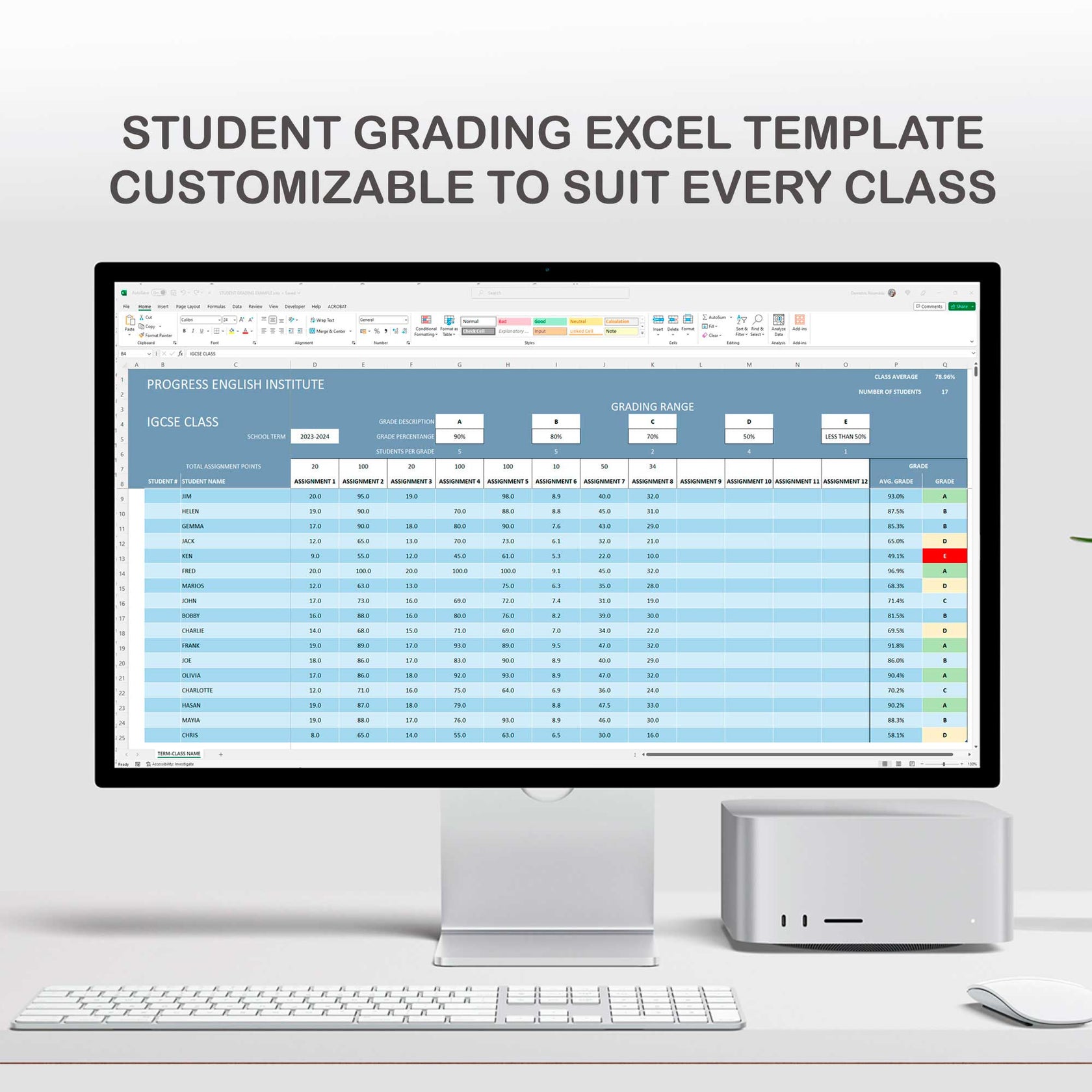 Simple Student Grading Excel Template Tool - structuraldetails