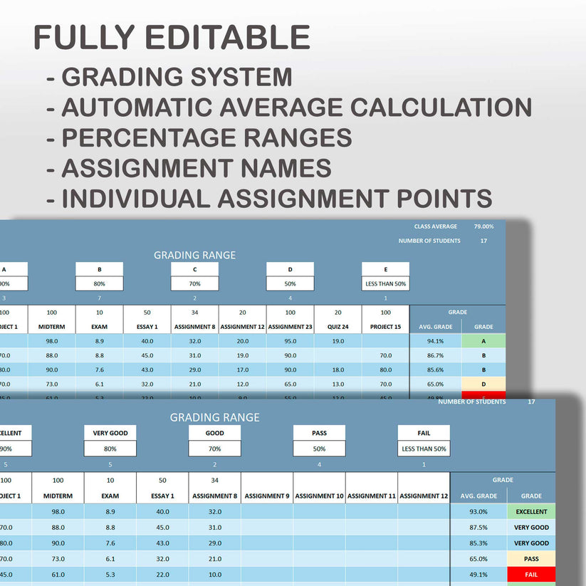 Simple Student Grading Excel Template Tool - structuraldetails