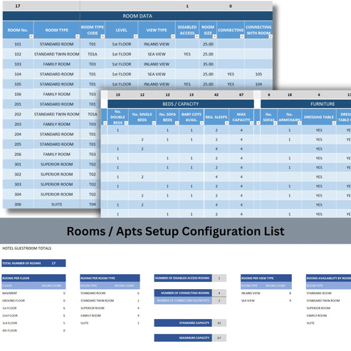 Hotel Rooms Matrix Booking Registry Excel Template - structuraldetails