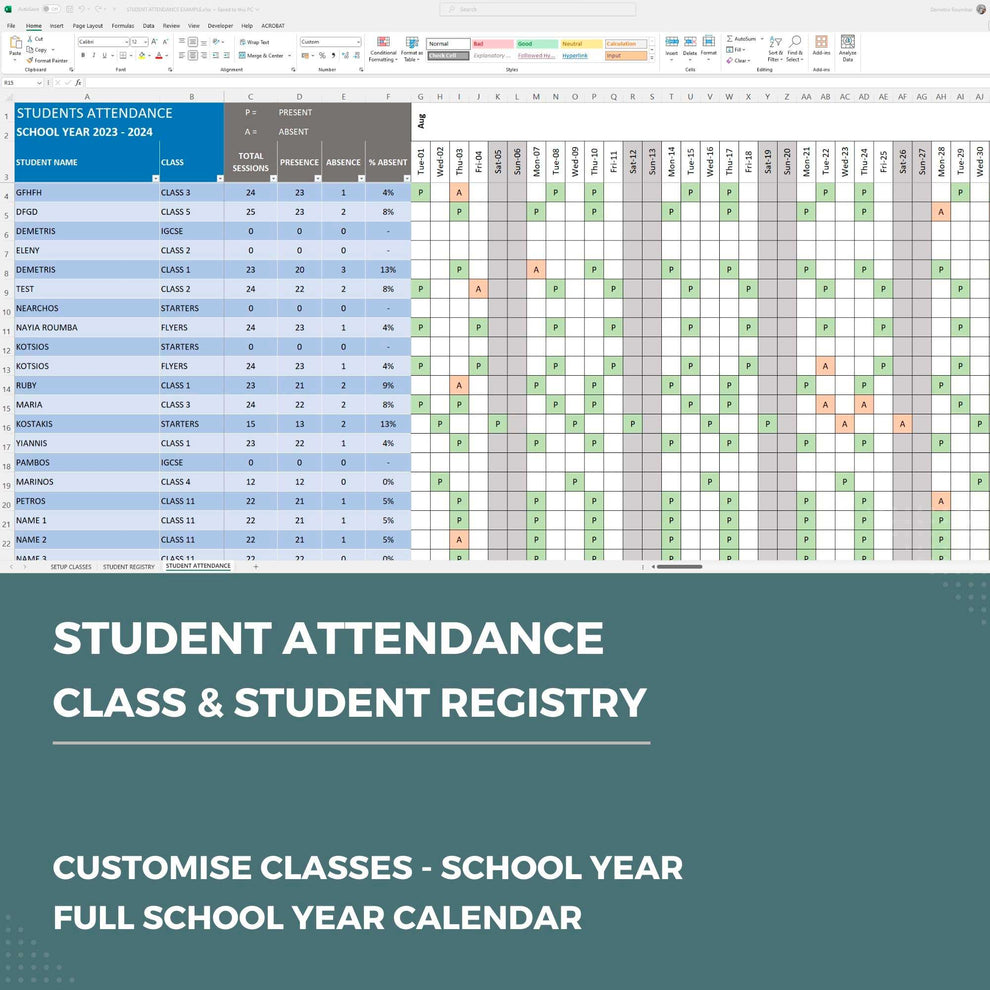 Student Attendance Excel Template Tool - structuraldetails