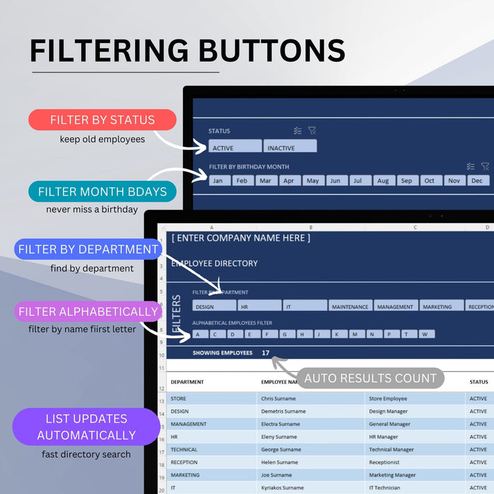 Company Employee Directory Excel Template - structuraldetails