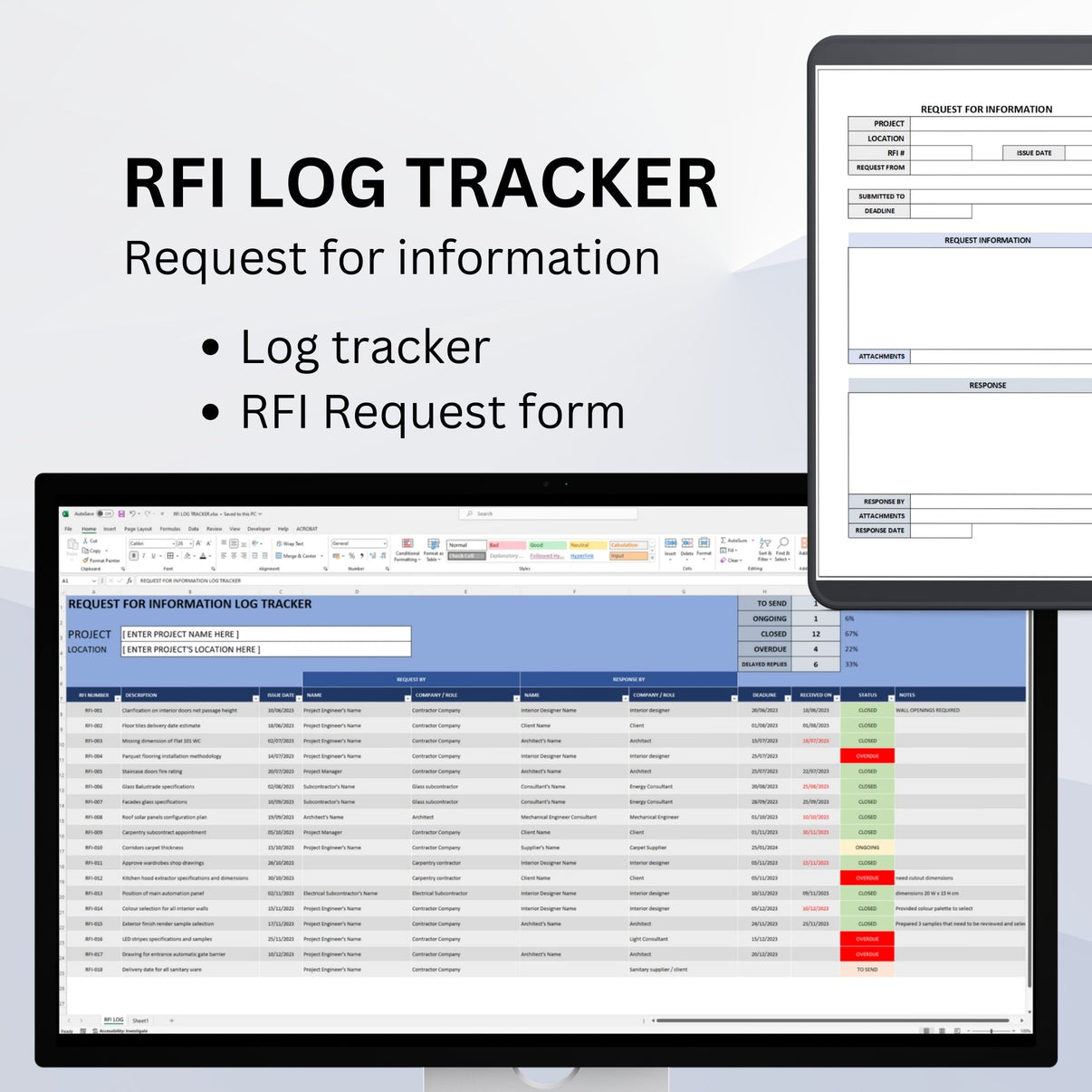 RFI Log Tracker Management Excel Template - structuraldetails