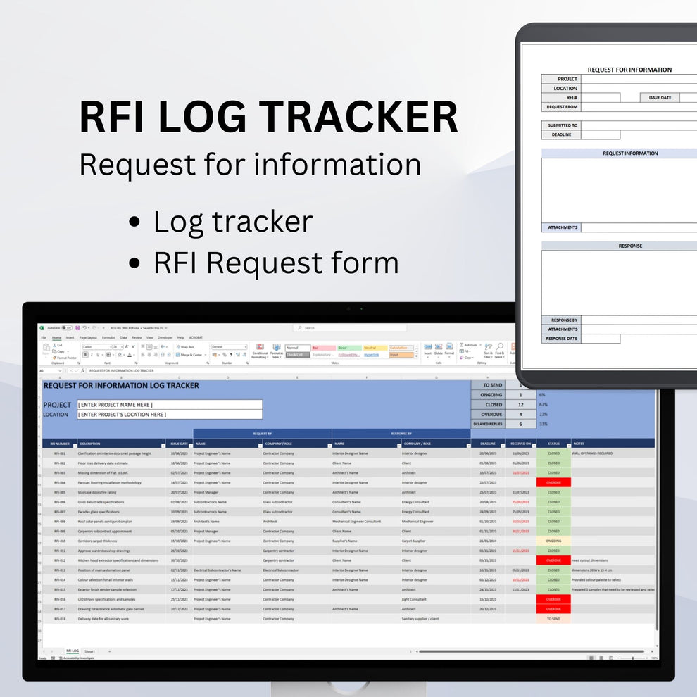 RFI Log Tracker Management Excel Template - structuraldetails