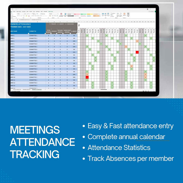 Multiple Committees Meeting Attendance Excel Tool Template ...