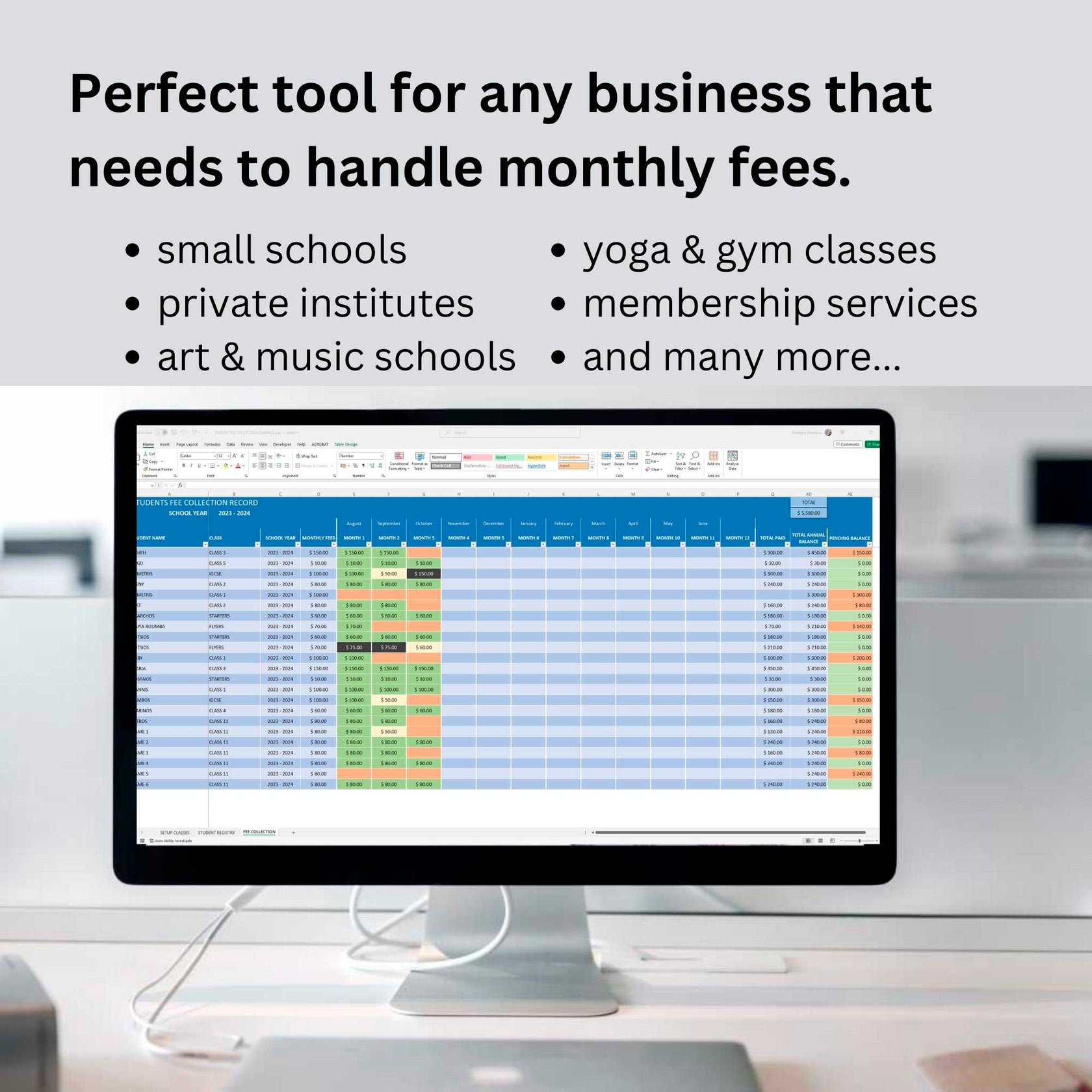 Student Fee Collection Tracker Excel Template Tool - structuraldetails