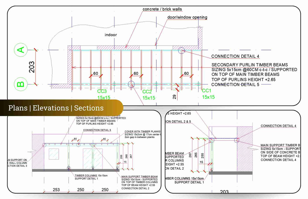 Timber Beams CAD Detailed Drawings - structuraldetails
