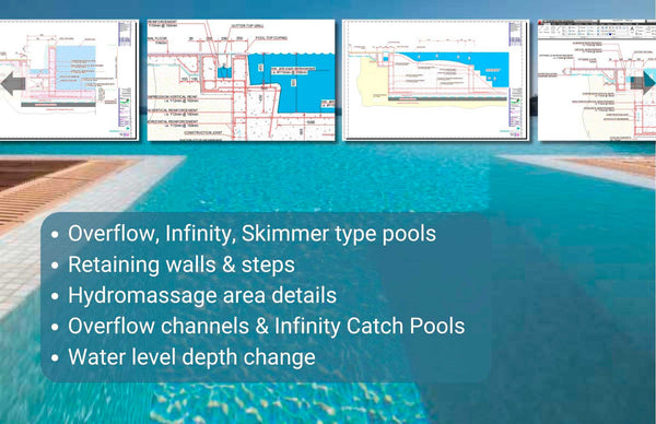 Swimming Pool Collection of Construction CAD Details - structuraldetails