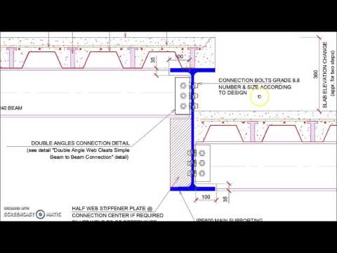Steel Floor Slab Elevation Change CAD Detail - structuraldetails