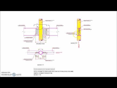 Steel Beam Simple Connection to CHS Column CAD Detail - structuraldetails