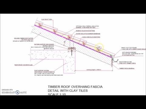 Timber Roof Overhang Fascia Detail with Clay Tiles CAD Drawing ...