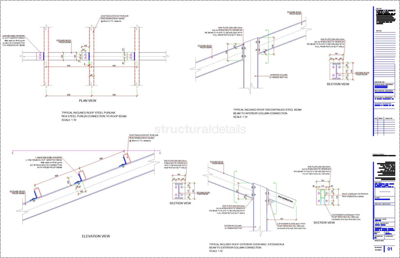 Steel House Roof Collection of Connection CAD Details - structuraldetails